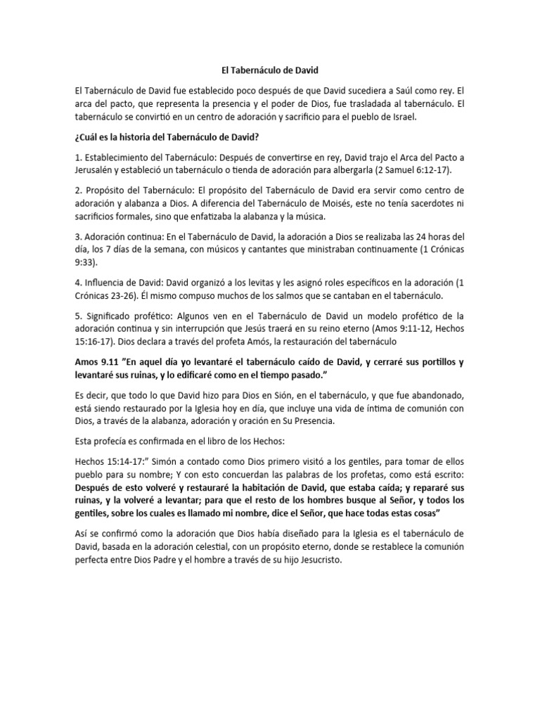 El Tabernáculo de David | PDF | Tabernáculo | Arca de la Alianza