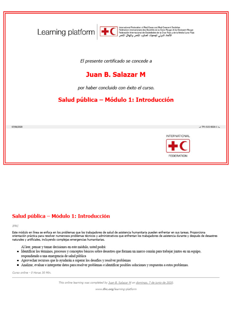 Certificate (42) Salud Publica | PDF