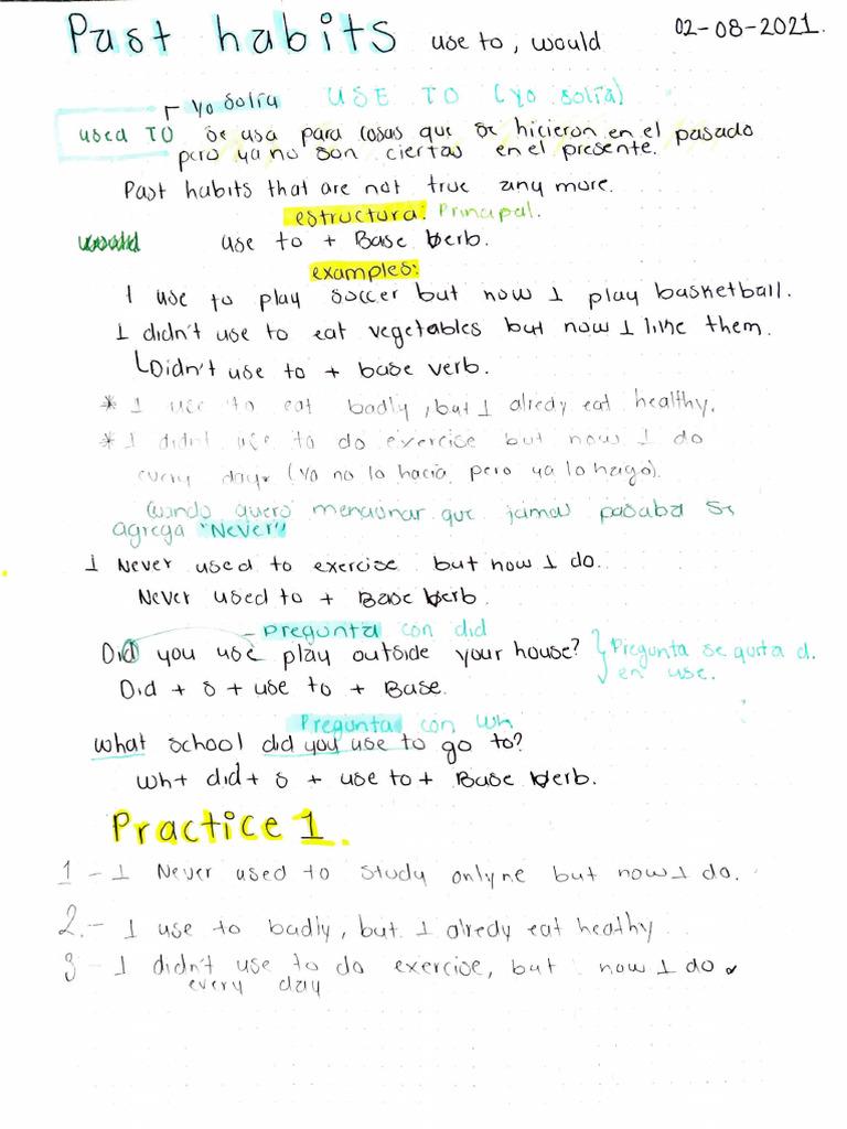 Past Habits - SAFG | PDF