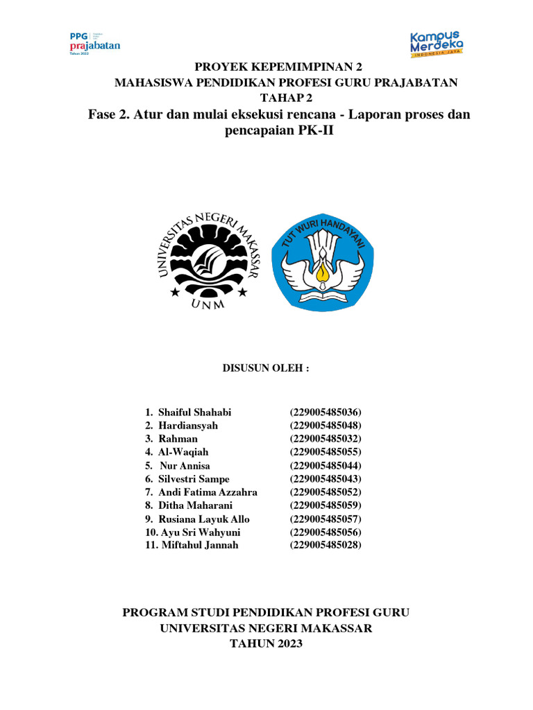 Fase 2. Atur Dan Mulai Eksekusi Rencana - Laporan Proses Dan Pencapaian PK-II - Kel. 2 | PDF