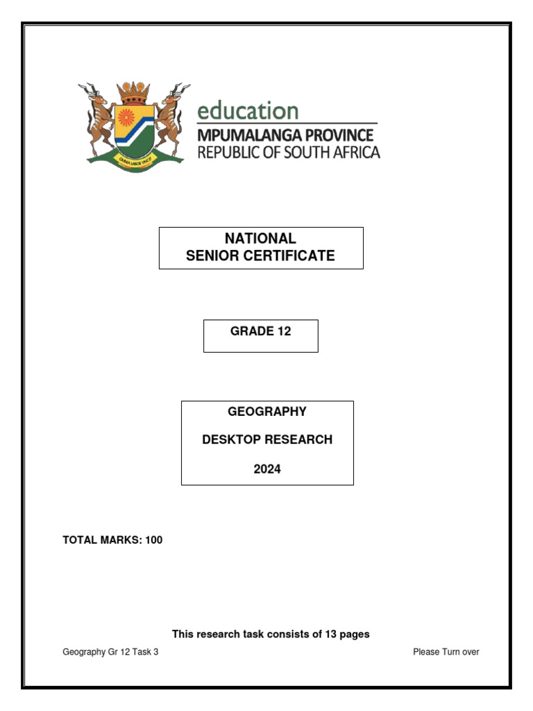 Mpumalanga Geography - Desktop Research Task 2024 | PDF | Information | Map