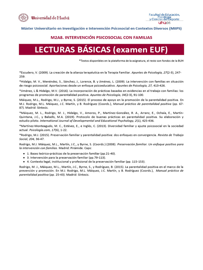 Lecturas Básicas (Examen EUF) | PDF