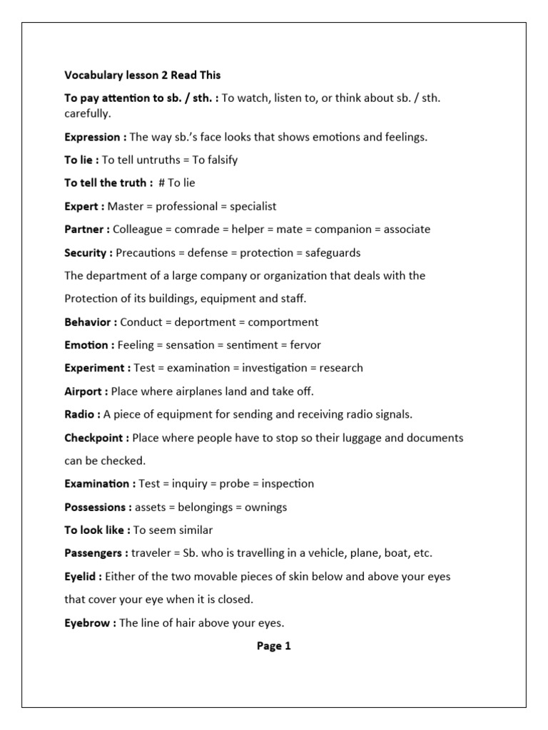 Vocabulary Lesson 2 Read This New | PDF | Emotions | Behavioural Sciences