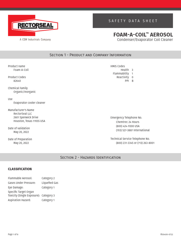 Foam A Coil SDS 2091106 | PDF | Combustion | Firefighting
