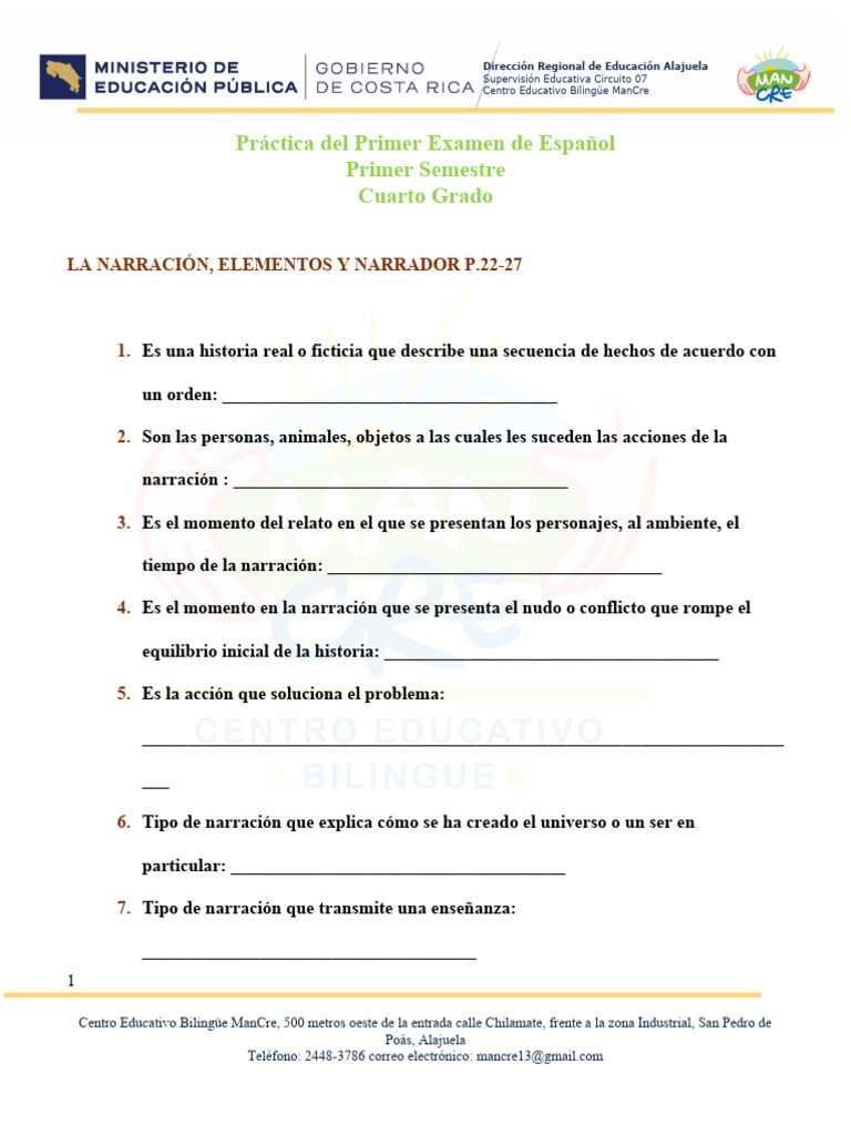 Practica Cuarto | PDF | Narración | Adjetivo