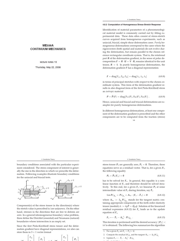 ME338A Continuum Mechanics: 4.8.2 Computation of Homogeneous Stress-Stretch Response | PDF ...