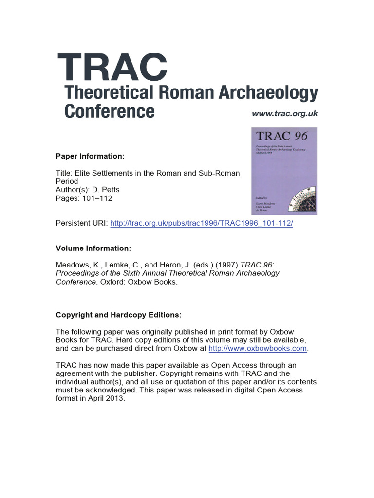 Petts, D (1996) - Elite Settlements in the Roman and Sub-Roman Period ...