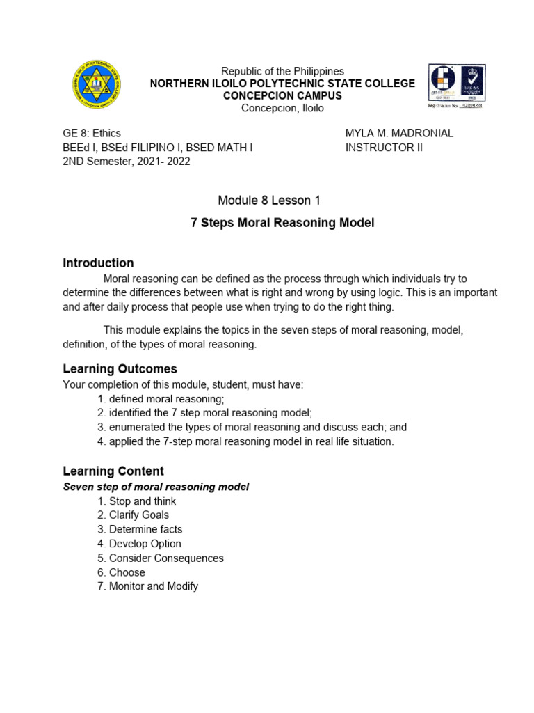 Edited - Module 8 Lesson 1. Ethics | PDF | Reason | Theory