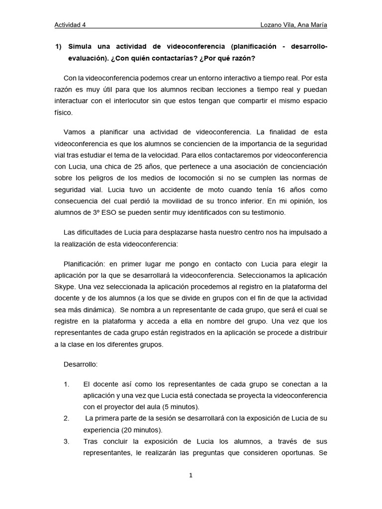 LozanoVila AnaMaría Actividad4 | PDF | Videotelefonía