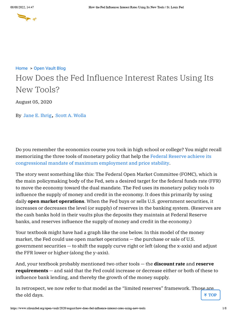 Fed's New Tools for Interest Rates | PDF | Federal Funds Rate | Federal ...