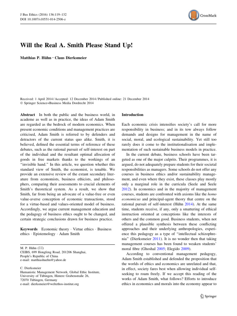 Will The Real Adam Smith Please Stand Up | PDF | Adam Smith | Economics