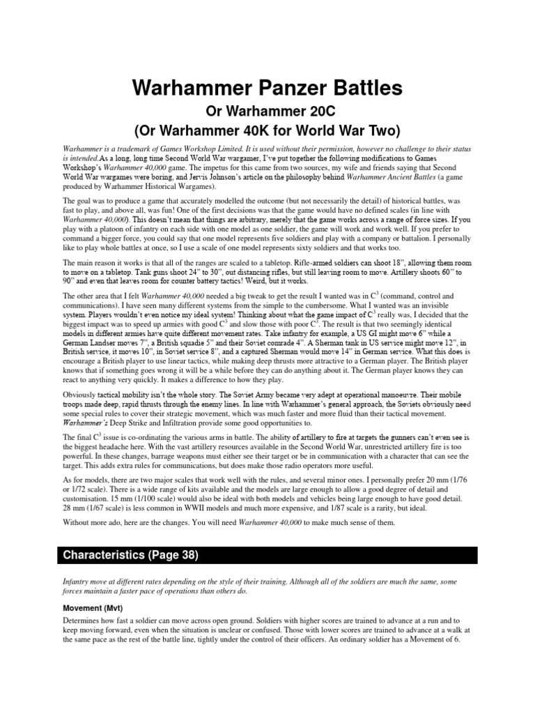 Warhammer Panzer Battles | PDF | Artillery | Anti Tank Warfare