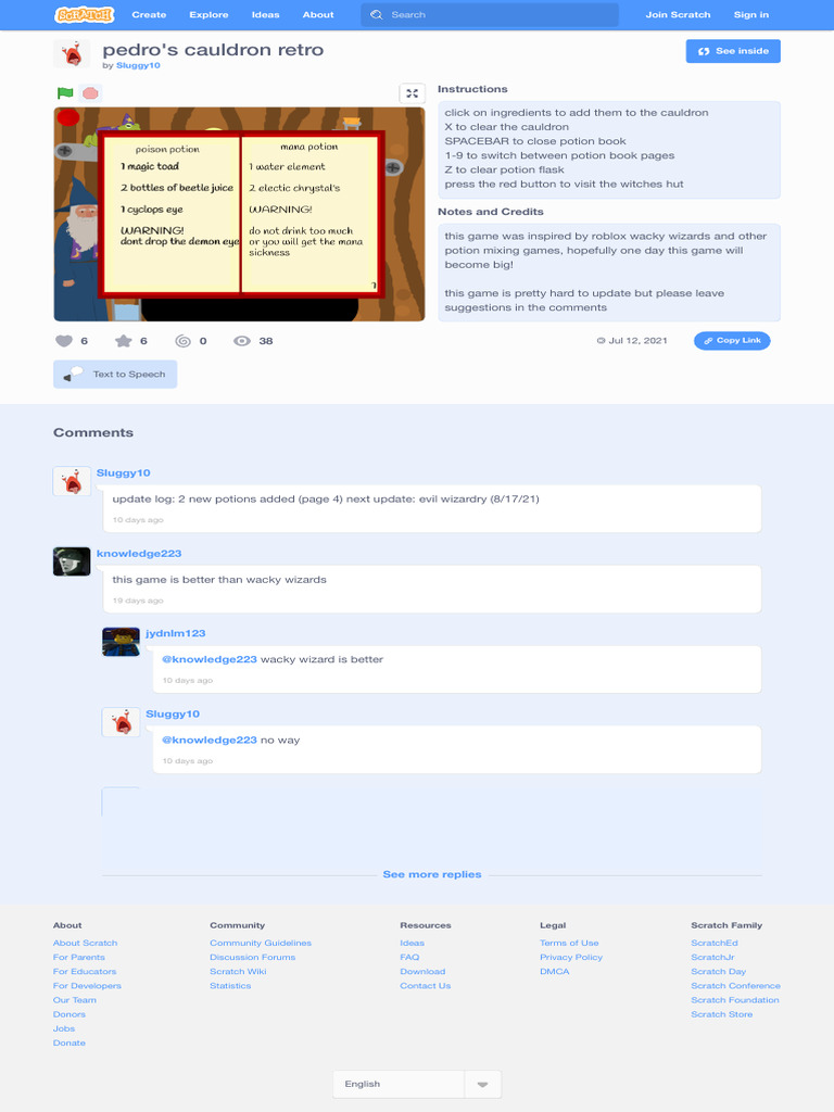 Pedro's Cauldron Retro On Scratch | PDF
