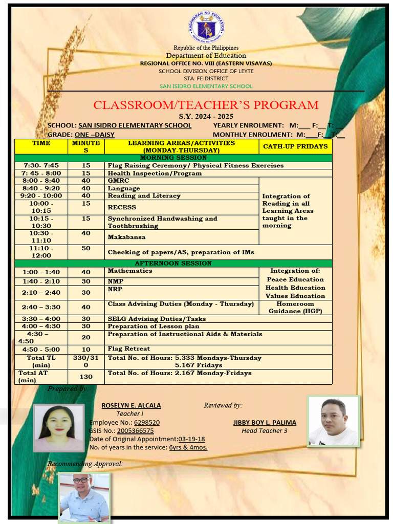 Classroom-Program-MATATAG-Grade-1-Daisy | PDF | Behavior Modification | Learning