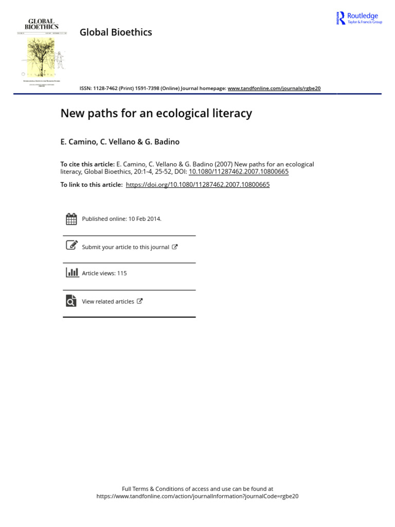 New Paths For An Ecological Literacy | PDF | Knowledge | Science