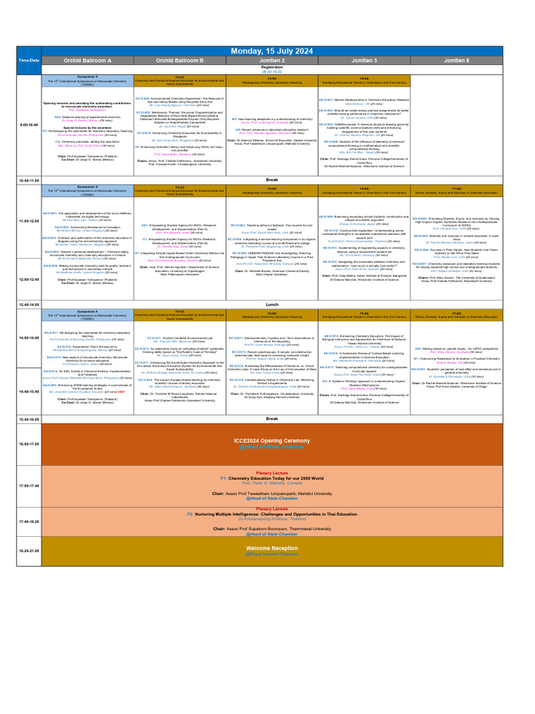ICCE 2024 Full Program BW | PDF | Chemistry