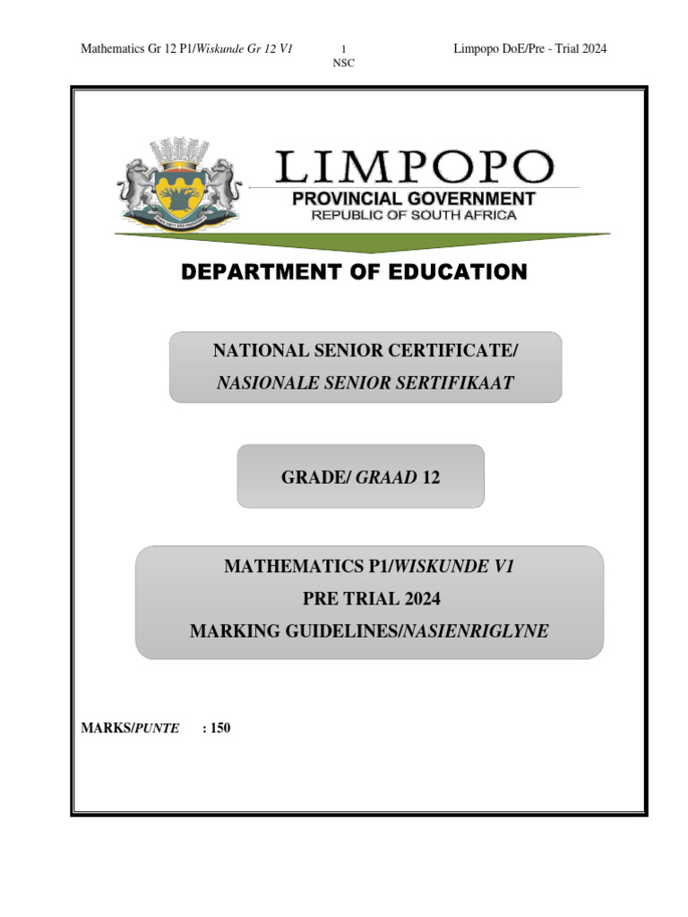 GR 12 L Pre Trial Aug 2024 p1 Memo Afr Eng | PDF