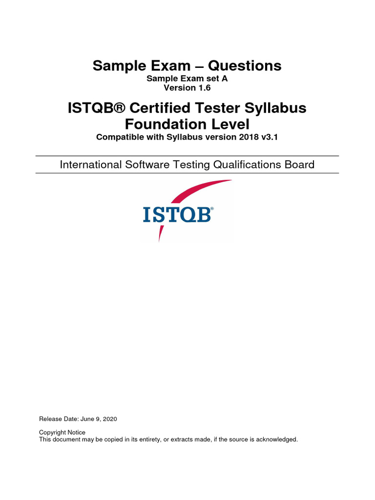 ISTQB Foundation Sample Paper A | PDF | Software Testing | Unit Testing