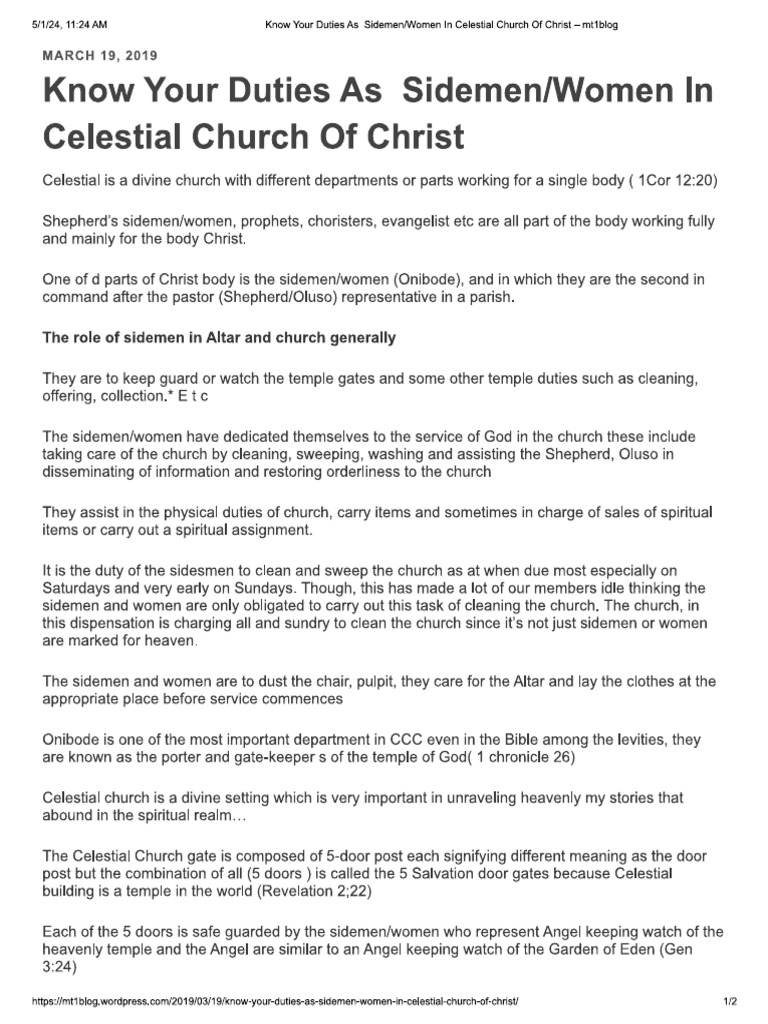 Onibode Duties | PDF