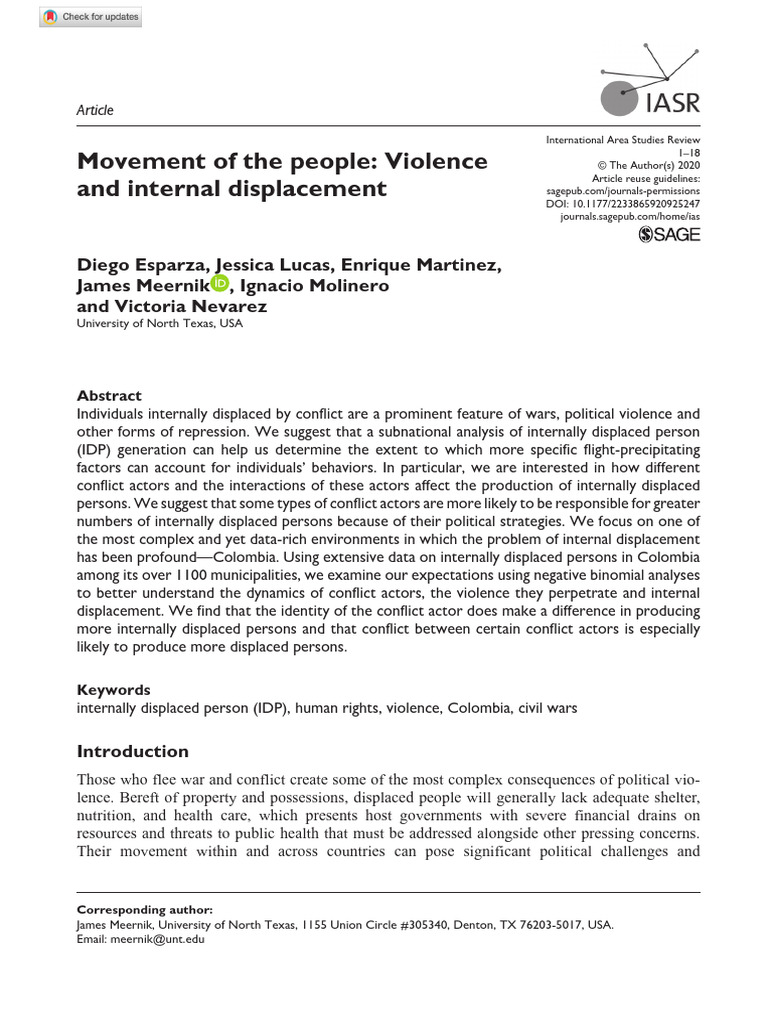 Movement of The People - Violence and Internal Displacement - Colombia ...