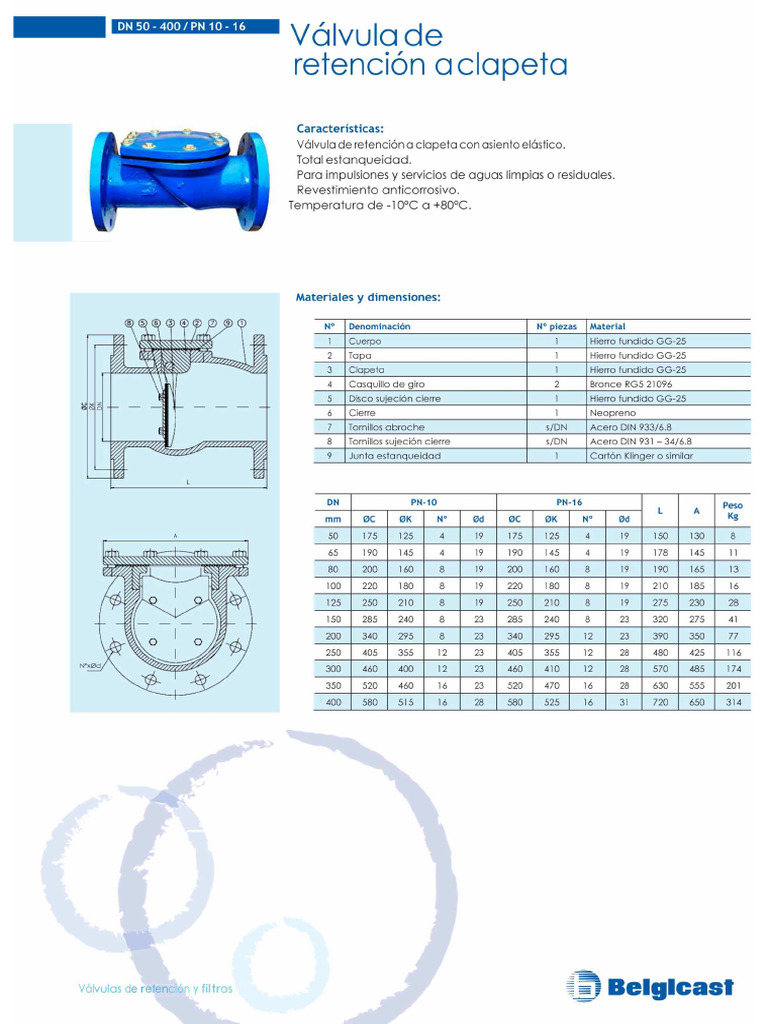 Válvula de Retención A Clapeta Ficha Tec | PDF