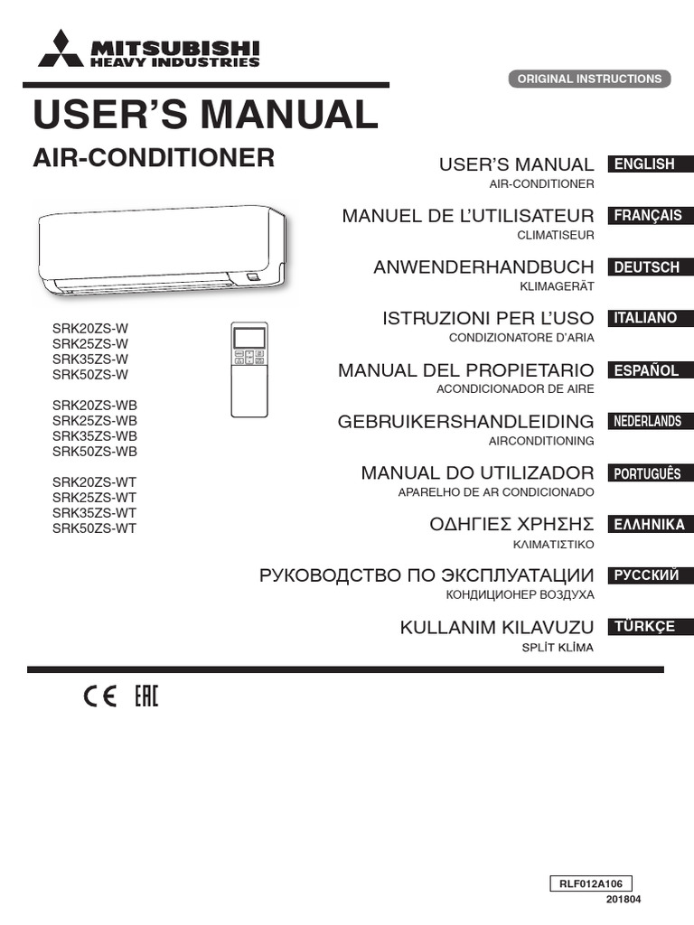 Mitsubishi SRK35ZS-W333 | PDF | Air Conditioning