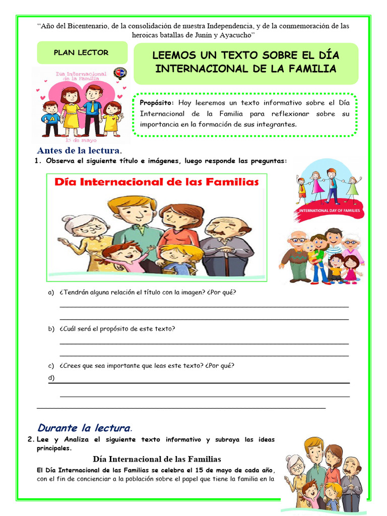 Ficha-Juev-Pl-Leemos Sobre El Día Internacional de La Familia-Jezabel ...