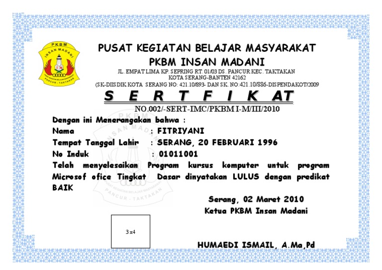 SERTIFIKAT | PDF