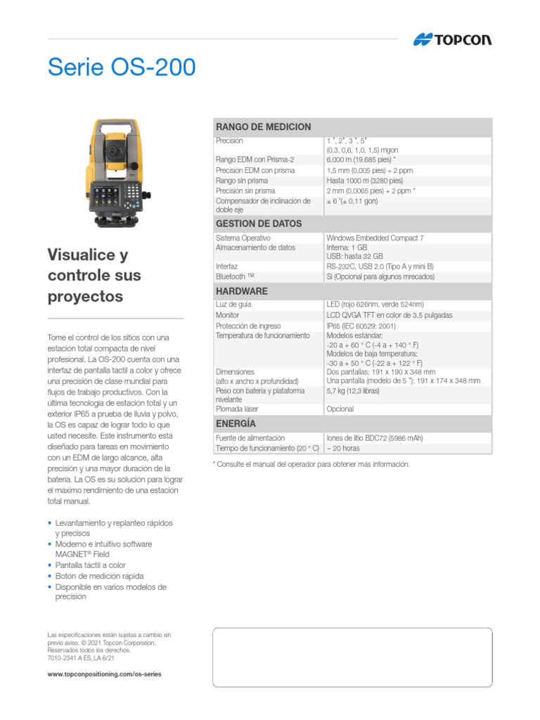Topcon Os-Series 7010-2341 esLA23data | PDF | Ingeniería Informática ...