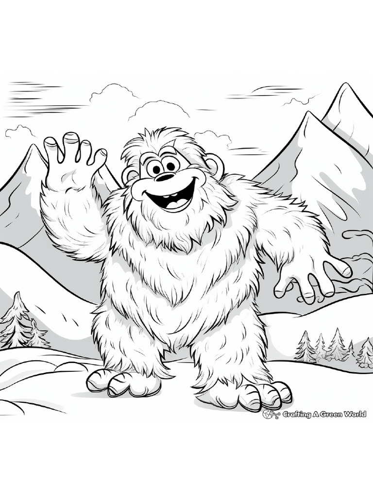 Friendly Yeti in The Snow Coloring Pages 1 | PDF