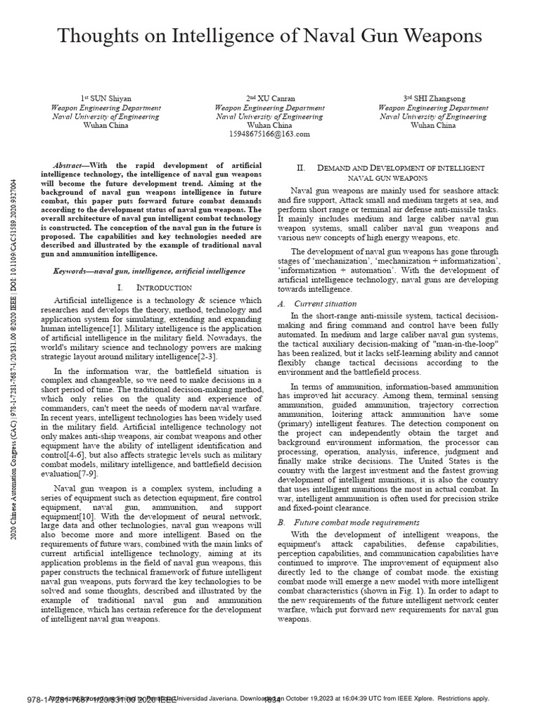 Thoughts On Intelligence of Naval Gun Weapons | PDF | Artificial ...