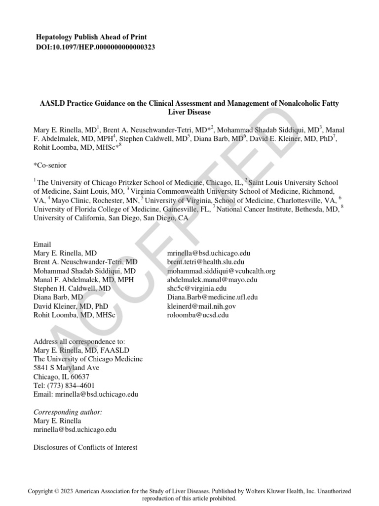 AASLD Clinical Assessment and Management of Nonalcoholic Fatty | PDF ...