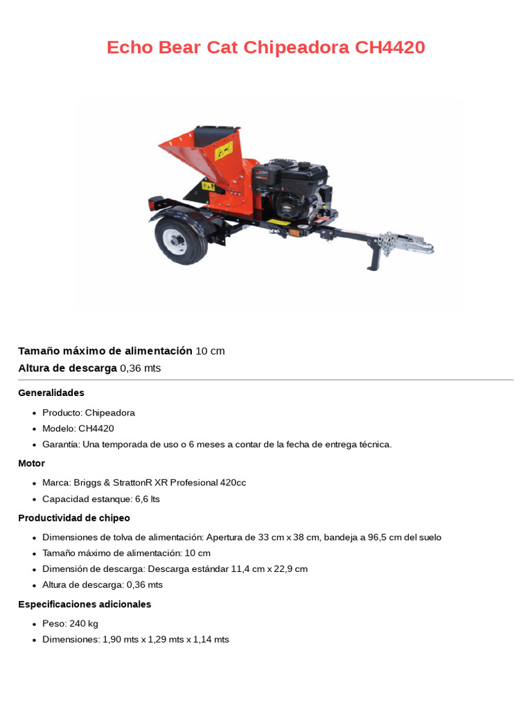 Chipeadora Ch4420 Echo Bear Cat | PDF