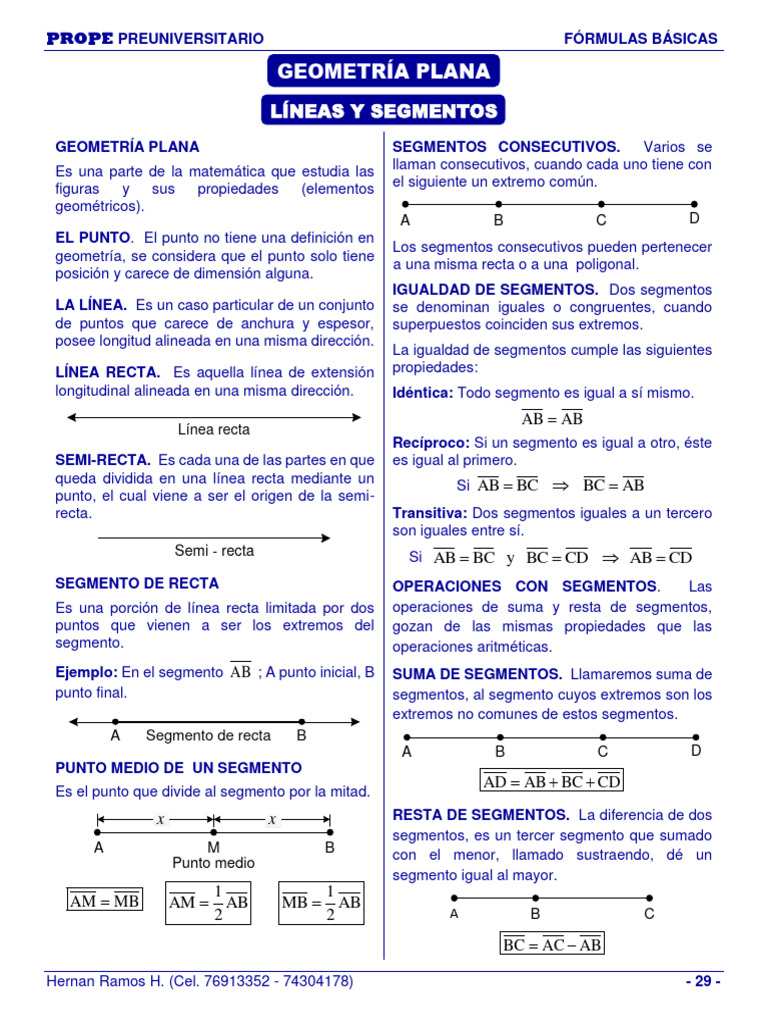 Fórmulas de Geometría Plana | PDF | Triángulo | Geometría del plano ...