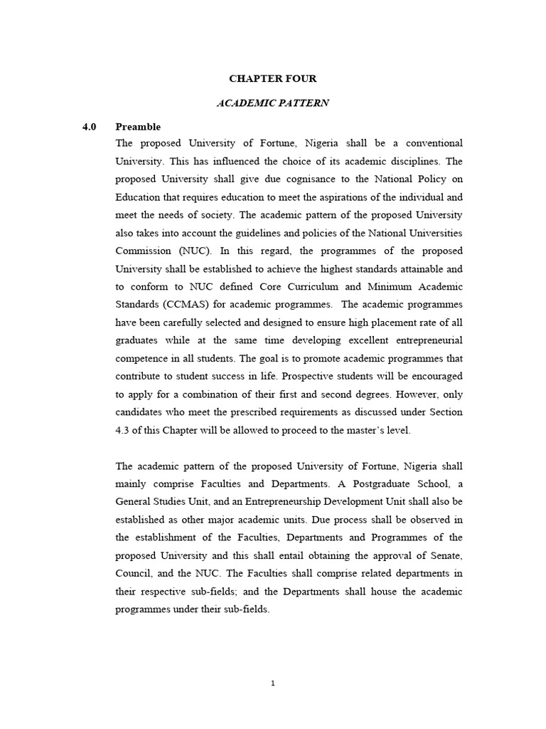 Academic Structure of University of Fortune | PDF | University And ...
