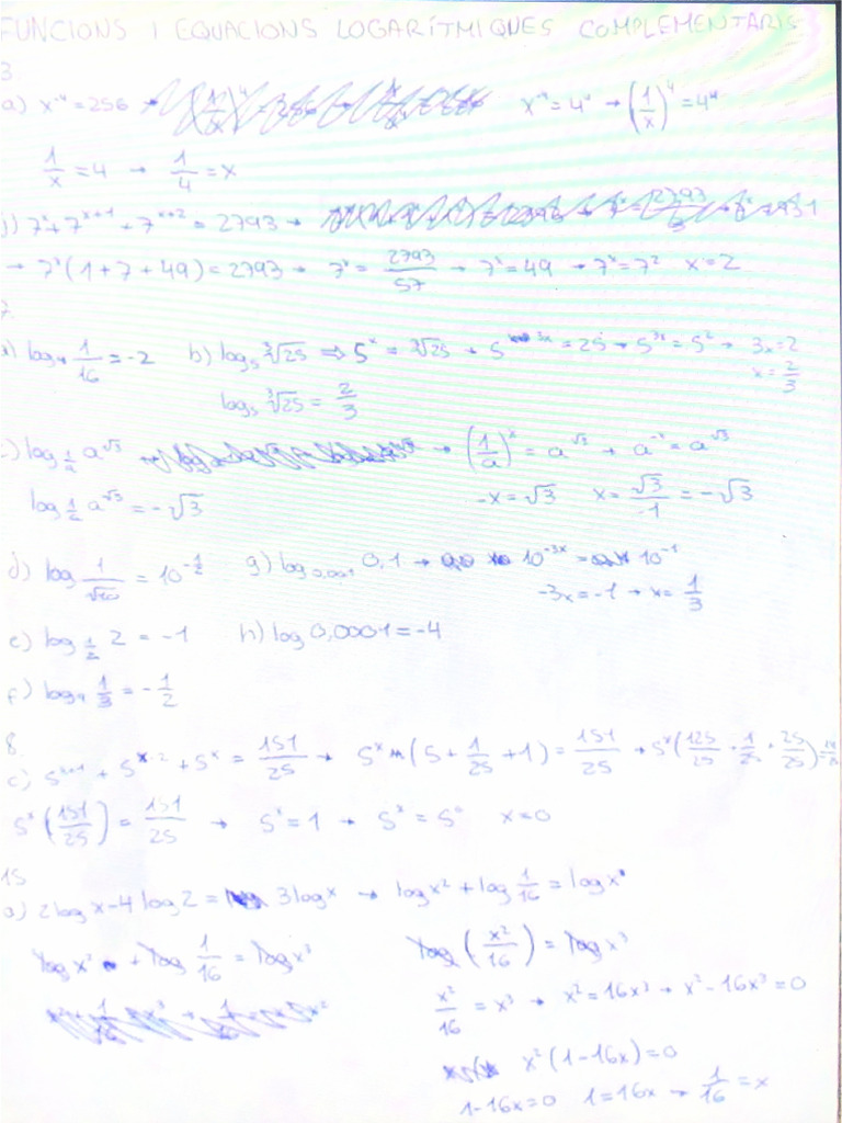 Exercicis Complementaris Funcions I Equacions Logarítmiques - Daniel Salmerón | PDF