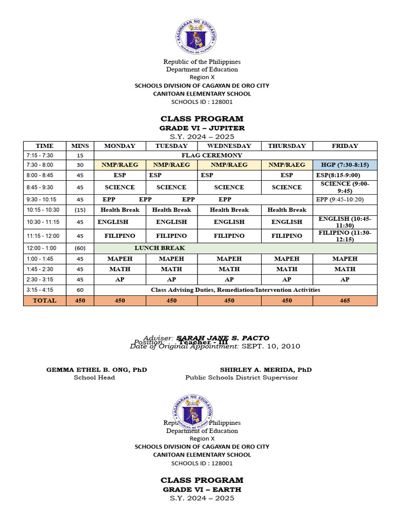Grade 6 Individual Class Program | PDF | Public Law | Southeast Asia