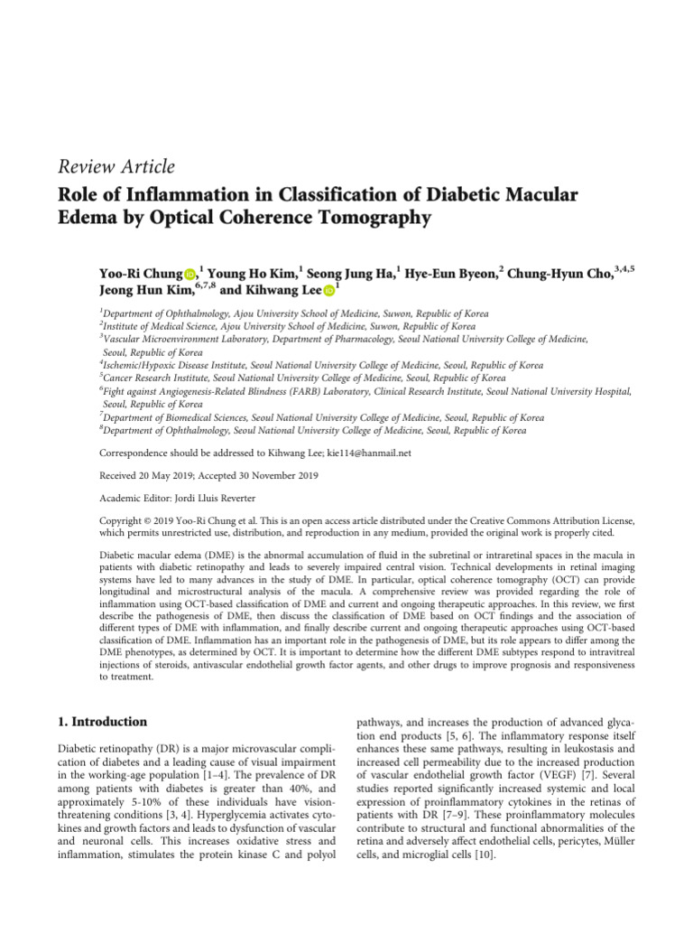 Role of Inflammation in Classification of Diabetic Macular Edema by ...