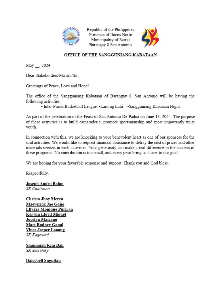 SK Solicitation Letter | PDF