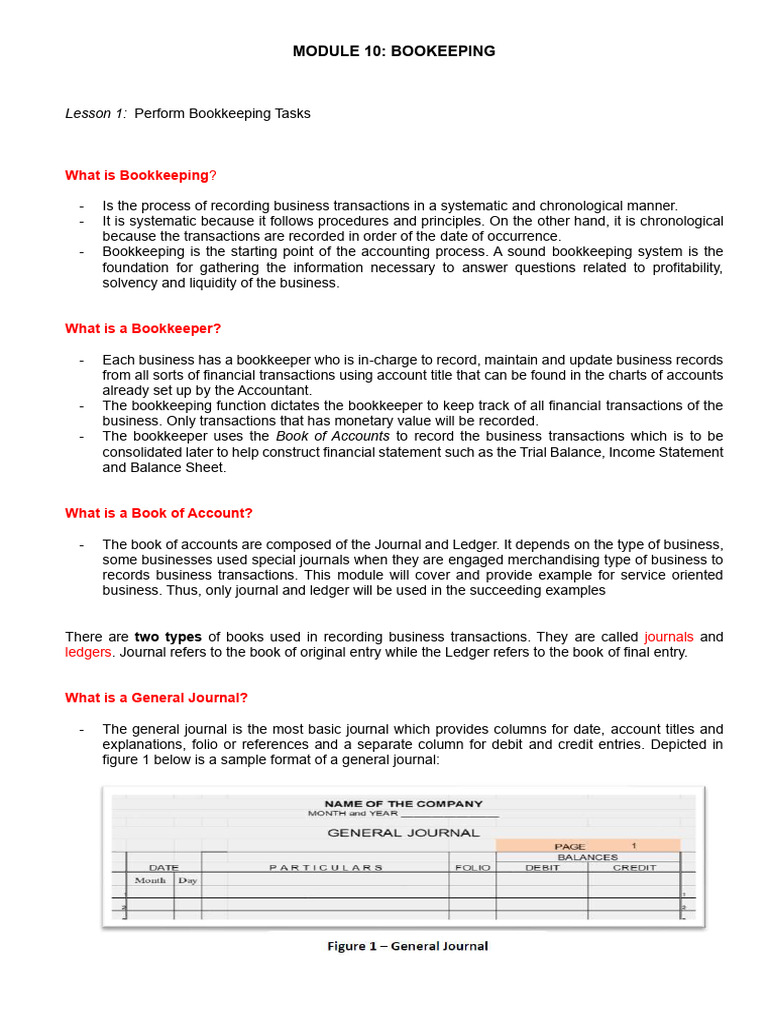 MODULE 10-Lesson 1 | PDF | Debits And Credits | Bookkeeping
