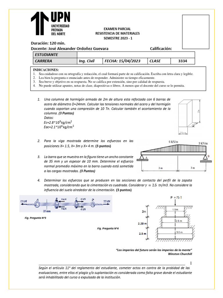 Examen Parcial Resis - 2023 - 1 - Parte2 | PDF | Fundación (Ingeniería) | Hormigón