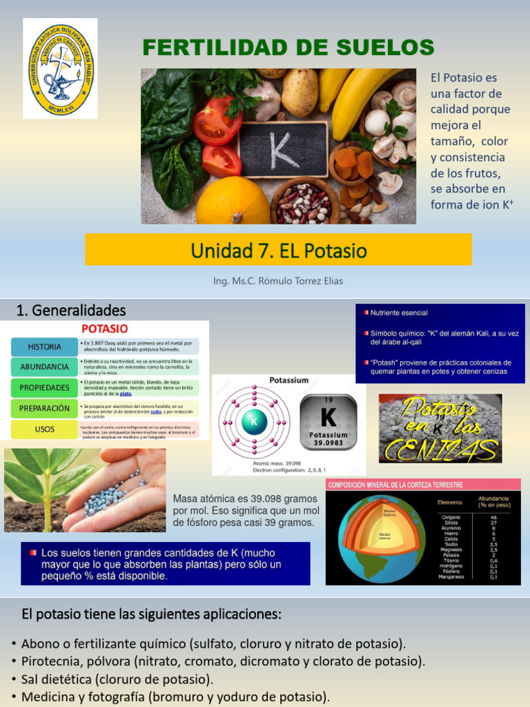 Unidad 7. Presentación El Potasio. | PDF | Potasio | Química
