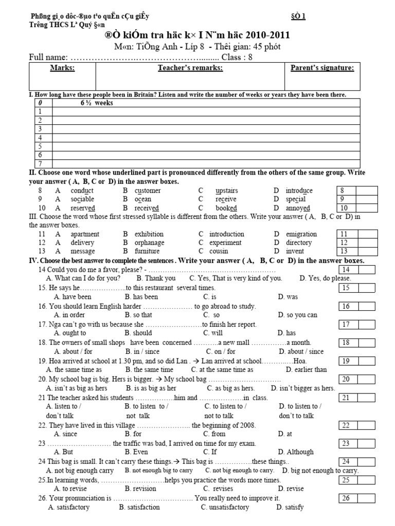 First Semester Exam Grade 8 | PDF | Foreign Language | Learning