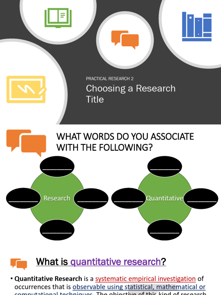 WEEK-1-Choosing-a-Research-Title | PDF | Experiment | Quantitative Research