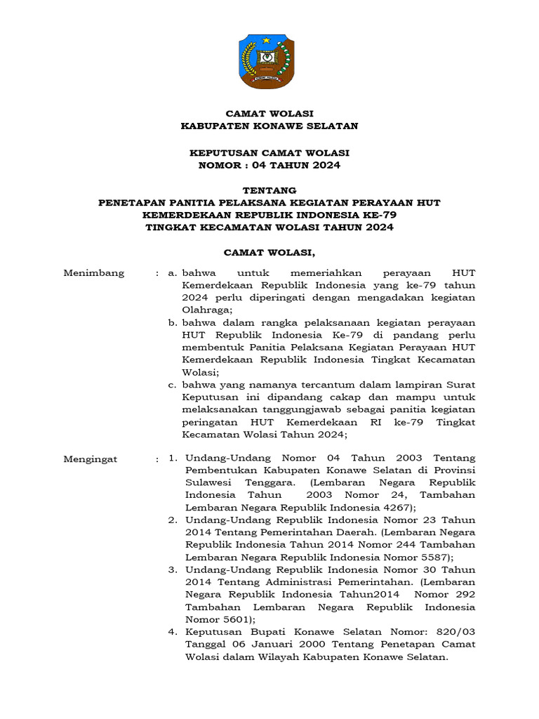 SK Panitia 17 Agustus 2024 | PDF | Perjalanan