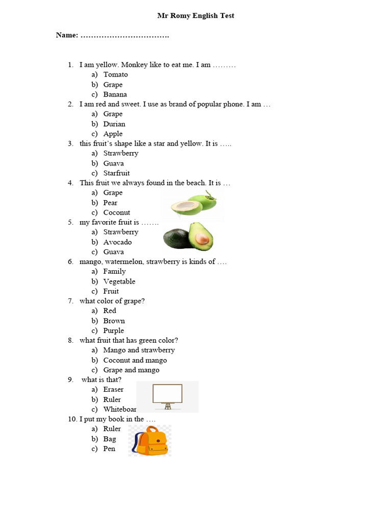 Kelas 2 Bhs Inggris Pdf Fruit Edible Fruits