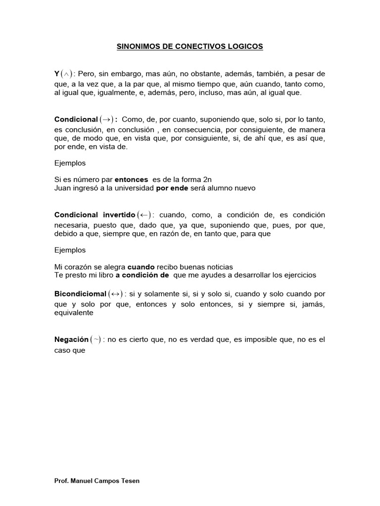Sinonimos de Conectivos Logicos | PDF Sinonimos de Conectivos Logicos | PDF