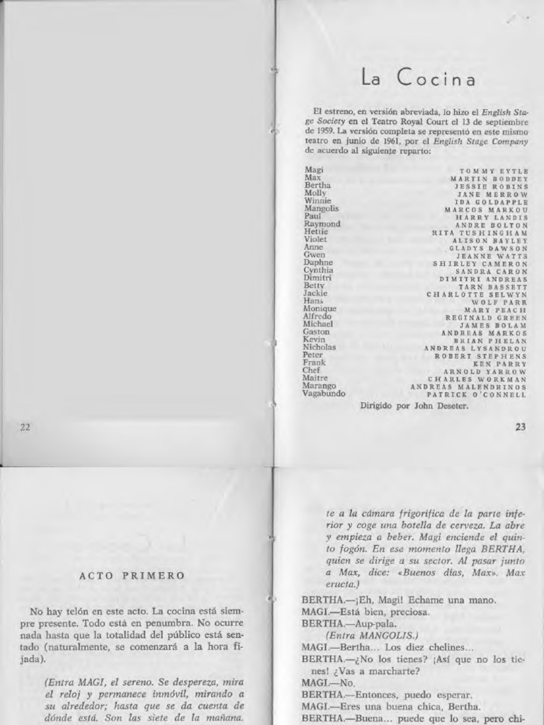 La Cocina Arnold Wesker | PDF