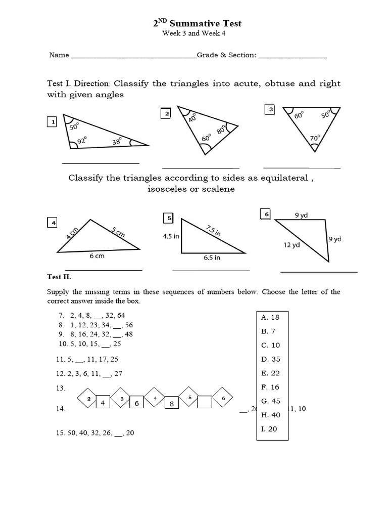 2ND Math ST 2 | PDF | Triangle | Euclidean Geometry