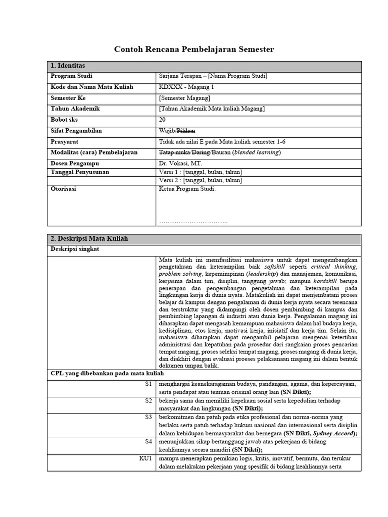Contoh Format RPS Magang 1 05092022 | PDF | Seni | Komputer
